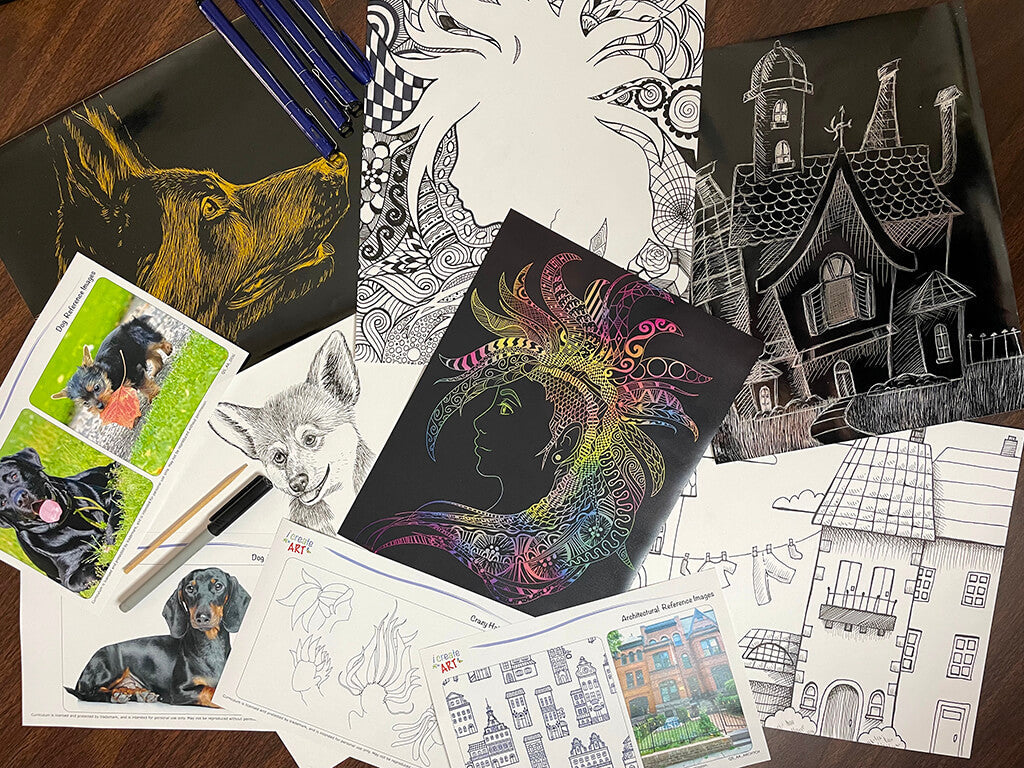 Scratch Art Drawing Kit. I Create Art Box For Kids.